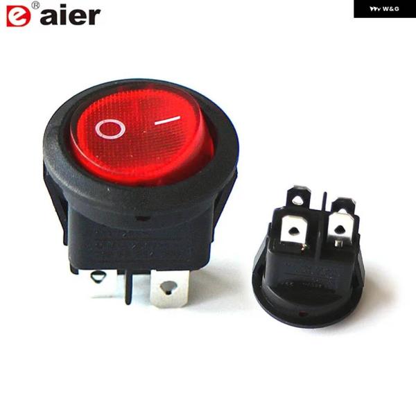 5PCS 12/24/220V ラウンドロッカースイッチ 20MM 4ピン DPST ラッチング LED 点灯 プッシュ ボタン スイッチ クリア赤 カスタム パーツ アクセサリーSpecial Features:DPSTItem Diam...