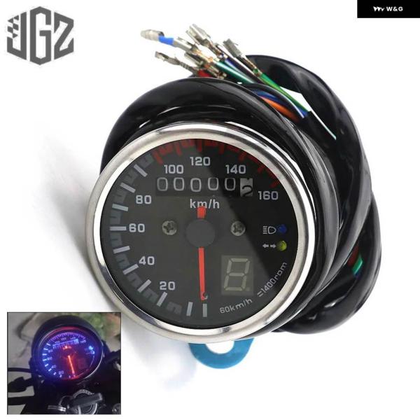バイク スピードメーター オドメーター スピードメーター ゲージ 計器 LED インジケーター ハーレー ホンダ ベネリ カスタム パーツ アクセサリーSpecial Features:The pointer scale is the dr...