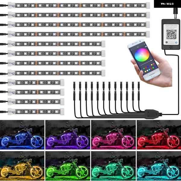 8個 1 バイク RGB LED ライトキット 防水 マルチカラー ムードライト ランプストリップ ホンダ カスタム パーツ アクセサリーBattery Included:YesHigh-concerned chemical:NoneOri...