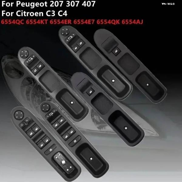 パワーウィンドウスイッチ リフター コントロール ボタン プジョー 207 2000-2014 307 407 6554KT 6554QC 6490EH 6490AJ 6554QK 6554QG シトロエン C3 カスタム パーツ アクセサ...