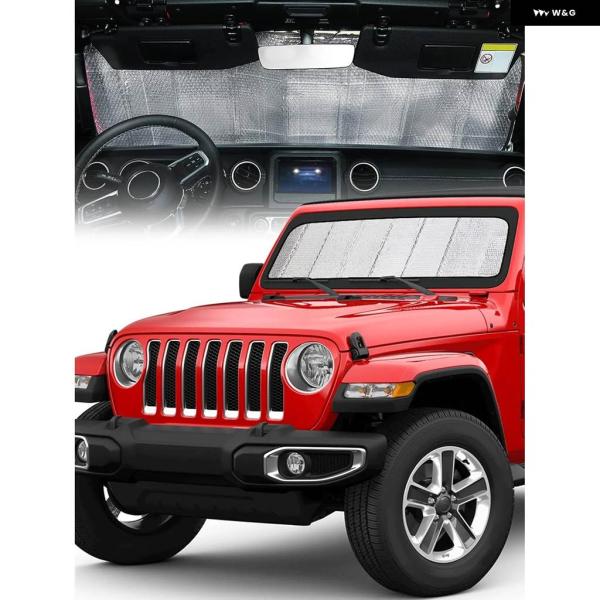 フロントガラス サンシェード ジープ ラングラー JL グラディエーター JT JLU 2018-2024 折りたたみ 式サンバイザー フロントガラス プロテクター 紫外線カット カスタム パーツ アクセサリーProduct applica...