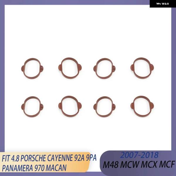 8PCS エンジン パーツ インテーク マニホールド ガスケットセット 4.8T V8 M48 ガス ポルシェ カイエン 10-16 92A 07-10 9PA パナメーラ 09-16 970 ターボ用 カスタム パーツ アクセサリーSpe...