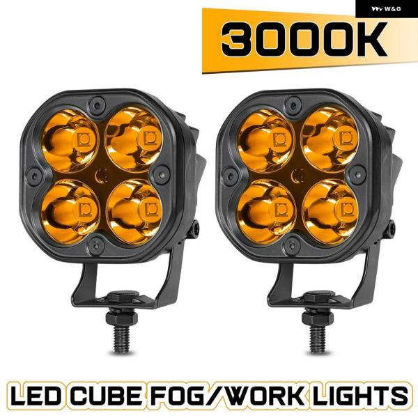 ジープ ラングラー JK 2007-2018 Aピラー フード マウント 3インチ 80W アンバー LED キューブライト スクアドロン スポーツ LED ライトポッドペア カスタム パーツ アクセサリーHigh-concerned ch...