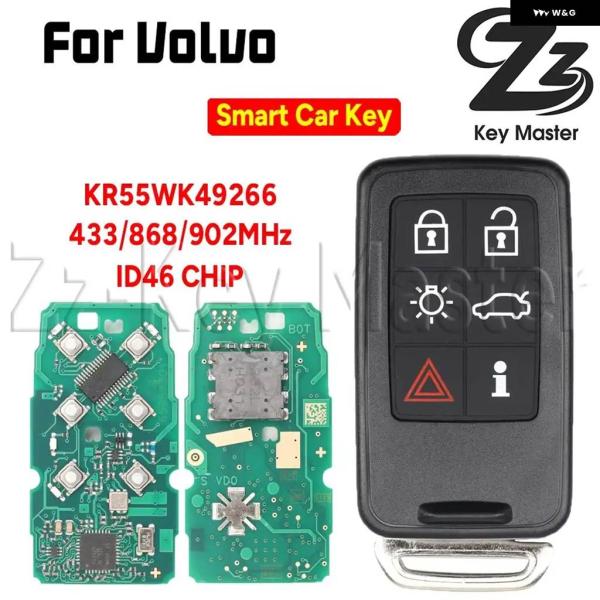 マスター スマートカードキー KR55WK49266 ID46 チップ 433/868/902MHZ ボルボ S60 S80 XC60 XC70 V40 V60 V70 2007-2016 キーレスゴー カスタム パーツ アクセサリーHig...