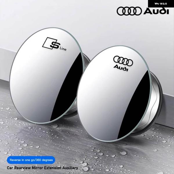 車用ミラー 360° 広角 小型丸型ミラー アウディ S ライン A7 A3 A6 S8 TTS S5 Q8 Q5 Q7 A5 A4 A8 A1 Q2 Q3用 カスタム パーツ アクセサリーHigh-concerned chemical:N...