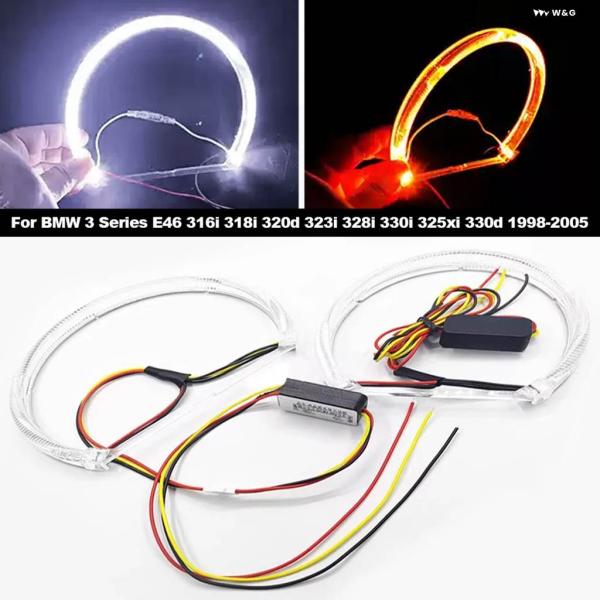 BMW 3シリーズ E46 316I 318I 320D 323I 328I 330I 325XI 330D 1998-2005用 2個セット 優LEDコットンエンジェルアイリング デイタイム ライト カスタム パーツ アクセサリーHigh...