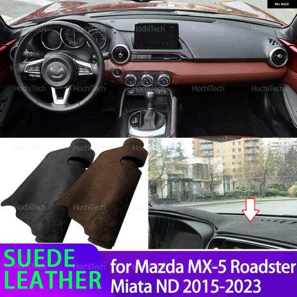 紫外線防止スエードレザーダッシュマット マツダ MX-5 ロードスター ミアータ ND 2015-2023 ブラック/ブラウン ダッシュボード カバー サンシェード カーペット パッド カスタム パーツ アクセサリーHigh-concern...
