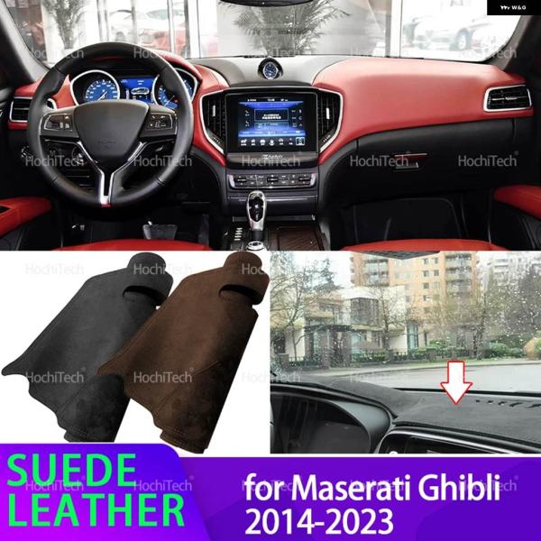 ダッシュマット ブラック/ブラウン レザー ダッシュボード カバー スエードレザー ダッシュマット パッド サンシェード アクセサリー マセラティ M157 ギブリ 2014-2024 カスタム パーツ アクセサリーHigh-concern...
