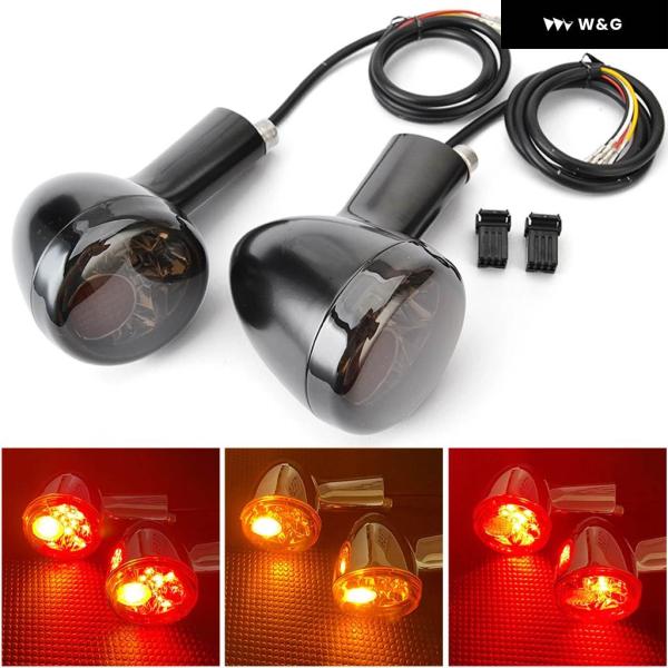 4X オートバイ バイク LED ブレーキライト アンバー とレッドウィンカー テールライト インジケーター ブレット ハーレー スポーツスター XL883 XL1200 1992年以降 カスタムパーツ アクセサリー 交換用部品Hign-c...