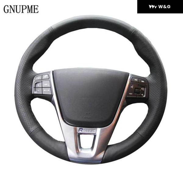 GNUPME ブラック人工皮革 カー ステアリングホイール カバー ボルボ V40 XC60 S60 LV60 S80L 特 ハンドステッチステアリングカバー カスタムパーツ アクセサリー 交換用部品Special Features:fee...
