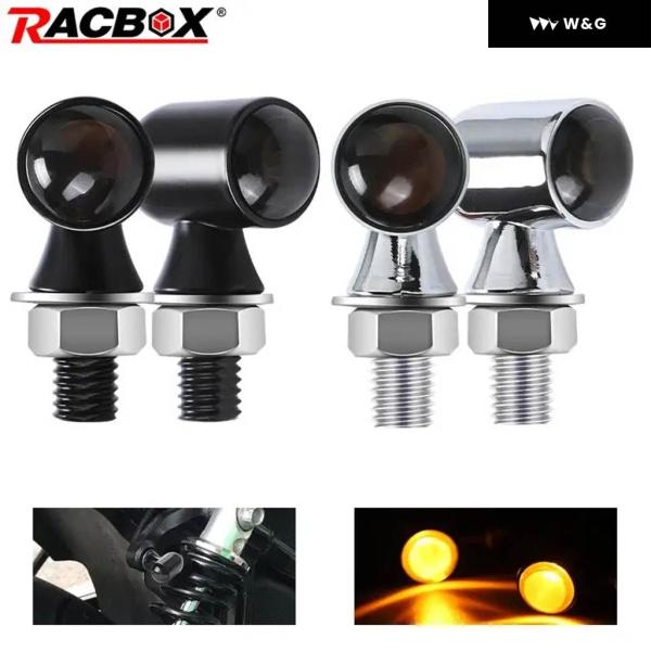 8MM オートバイ バイク LED ウィンカーライト レトロ ミニ アンバー インジケーター フラッシャーランプ 12V スモークレンズ カフェレーサー チョッパー ヤマハ カスタムパーツ アクセサリー 交換用部品Battery Inclu...