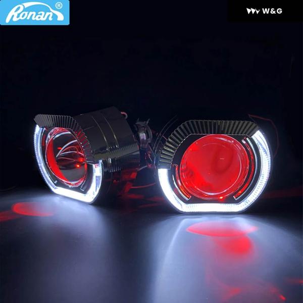 2.5インチ VER 8.1 バイ キセノン プロジェクターレンズ H1 車用 ヘッドライト X5 BM スポーツ LED スクエアエンジェルアイ DRL ホワイト レトロH4 H7 車 カスタムパーツ アクセサリー 交換用部品Hign-c...