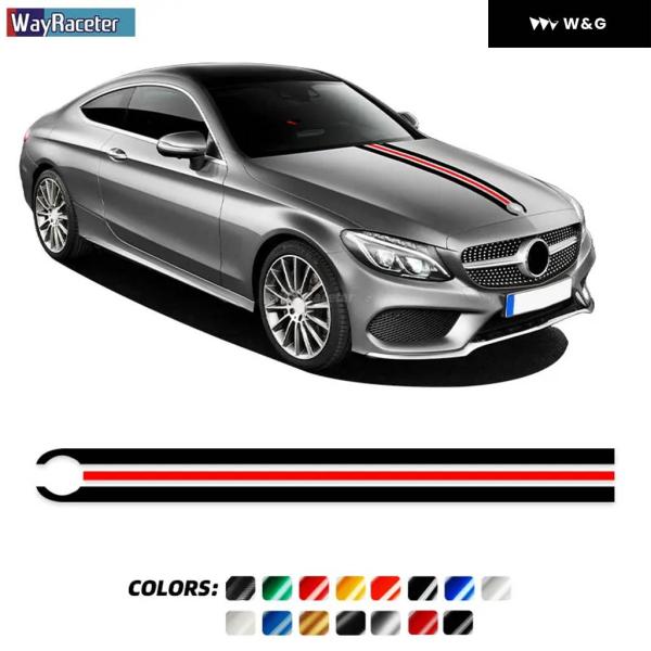 車用 ボンネット ステッカー ボンネット ストライプ デカール メルセデス ベンツ W204 W205 W176 W177 A45 CLA250 W213 W211 C63 AMG A C E CLA GLA GLC CLS カスタムパーツ...