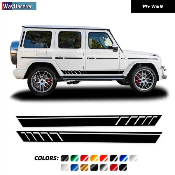 2個 車ドアサイドストライプスカート ステッカー デカール メルセデス ベンツ G クラス G63 AMG G65 G55 G500 W463 G550 G350 W464 アクセサリー カスタムパーツ アクセサリー 交換用部品Catego...