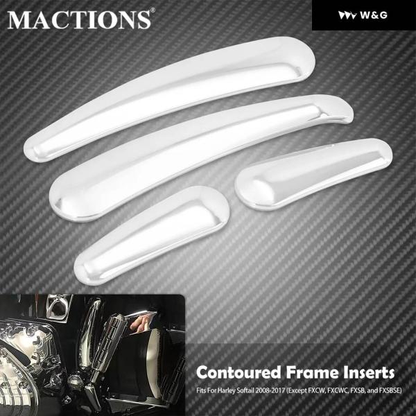 オートバイ バイク 3D カーブ スイングアーム フレーム カバー インサート クローム ハーレー ソフテイル CVO ファットボーイ FLSTF スリム FLS デラックス FLSTN 2008-2017 カスタムパーツ アクセサリー 交...