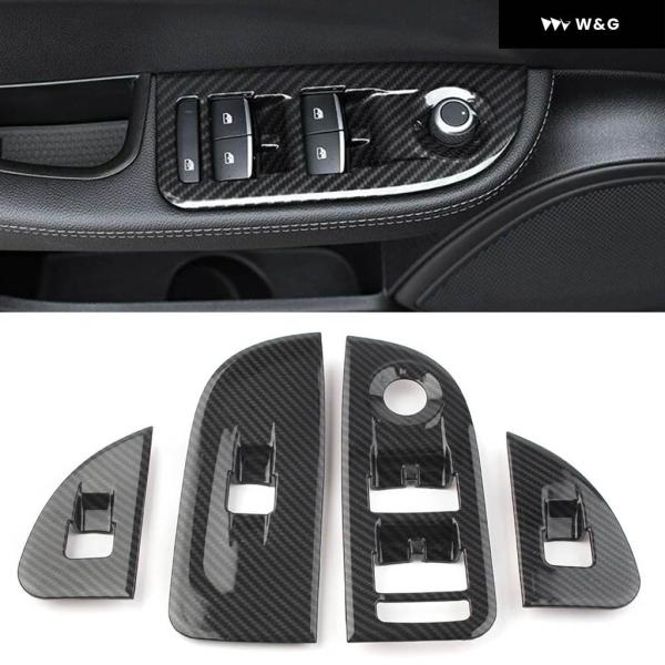 4個 ABS カーボン ウィンドウリフトスイッチ ボタン フレーム カバー トリム ALFA ROMEO GIULIA 2017-20 カーアクセサリー LHD カスタムパーツ アクセサリー 交換用部品Hign-concerned Chem...