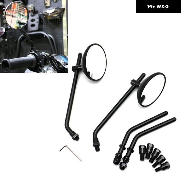 オートバイ バイク クラシック ブラックアルミリアミラー リアビューサイドミラー ハーレー / トライアンフ ボンネビル T100/スラクストン用 1ペア カスタムパーツ アクセサリー 交換用部品Item Width:0cmItem Wei...