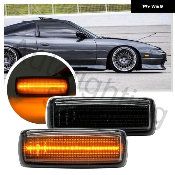 2PCS スモークデザイン フロント バンパー ウィンカーライト サイド マーカーライト 日産 180SX 仕様 1989-1998 インジケーター ライト カスタムパーツ アクセサリー 交換用部品Hign-concerned Chemic...