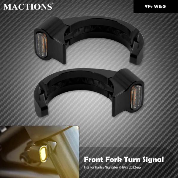 オートバイ バイク フロント フォーク ショック アブソーバー LEDライト Eマーク ウィンカーランランプ アンバー ハーレー スポーツスター ナイトスター 975 2022-2024 カスタムパーツ アクセサリー 交換用部品Batter...
