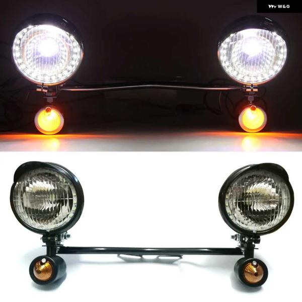 オートバイ バイク LEDパッシングウィンカーエンジェルアイ ライトバー ホンダ スズキ カワサキ ヤマハ ハーレー XL883 VT 750 1100 クルーザー カスタム パーツ アクセサリーHign-concerned Chemica...