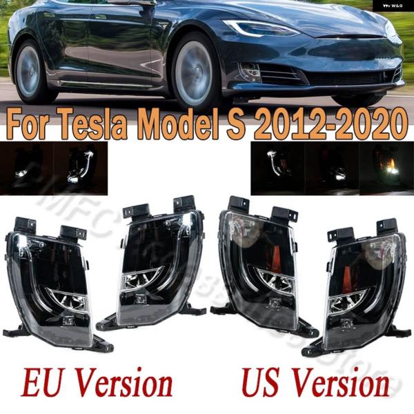 LED DRL デイタイム ランニングライト フロント バンパー フォグランプ アセンブリ フォグランプ フォグライト テスラ モデルS 2012-2018 2019 2020 カスタム パーツ アクセサリーHign-concerned C...