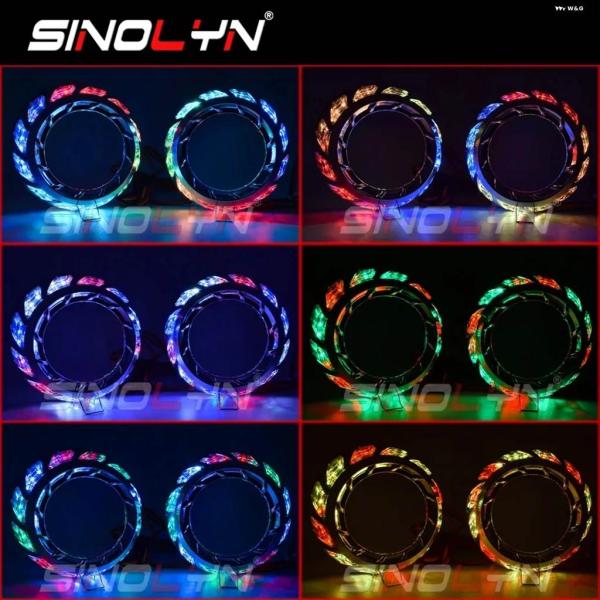 エンジェルアイズ RGB LED 回転ダイナミック シュラウド アプリ コントロール HELLA/KOITO Q5 2.5/3インチレンズ シーケンシャルフローイング ベゼル カスタム パーツ アクセサリーModel Name:RGB Re...