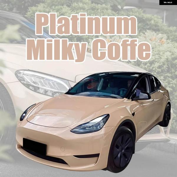 車用 ステッカー プラチナ ミルキーコーヒー ビニールフィルム ラッピング 粘着 気泡なし オートチューニングカバー カーアクセサリー カスタム パーツ アクセサリーHigh-concerned chemical:NoneItem Widt...