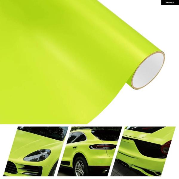 車用 ステッカー マットメタリックイエローグリーンラッピングシート 防水 粘着ビニールラップフィルム 車 バイク アクセサリー カスタム パーツ アクセサリーHigh-concerned chemical:NoneItem Width:1M...