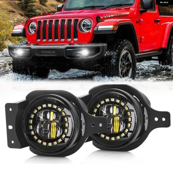 30W 4インチ LED フォグランプ DRL ハローターン マウント ブラケット 付き ジープ ラングラー JL 2018 2019 4インチ JL フロント バンパー エンジェルアイ カスタム パーツ アクセサリーCertificati...