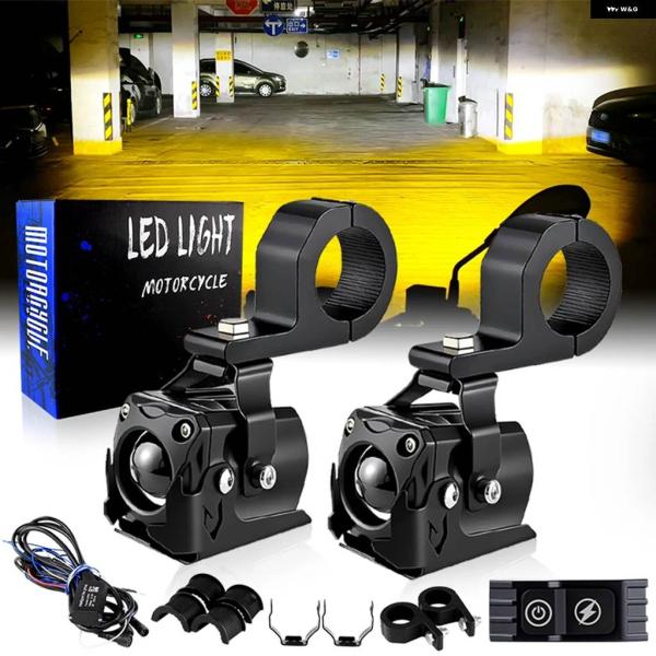 1セット M6 40W オートバイ ヘッドライト フォグランプ LED 補助 ドライビングライト スポットライト ヘッドランプ デュアルカラーフラッシャー モト フォグランプ カスタム パーツ アクセサリーHigh-concerned ch...
