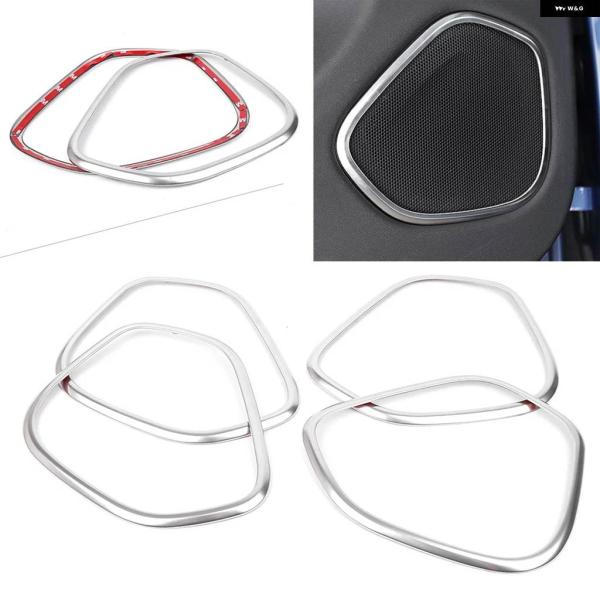 4PCS 自動車 スタイリング インテリア ドア スピーカー カバー プロテクター トリム デコレーション ボルボ XC60 第2世代 2018 XC 60 シルバー カスタム パーツ アクセサリーHigh-concerned chemic...