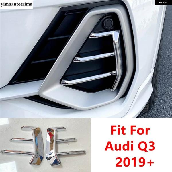 フロント バンパー フォグライト ランプアイブロウ グリル ストリップデコレーションカバー トリム アウディ Q3 F3 2019 - 2024 ABSレッド/クロームアクセサリー カスタム パーツ アクセサリーHigh-concerned...