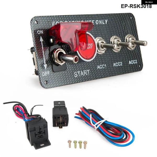 4IN1 カーボン パネル レーシングカー エンジン スタート プッシュ イグニッション スイッチ トグルキット EP-RSK3018 カスタム パーツ アクセサリーHigh-concerned chemical:NoneSpecial F...