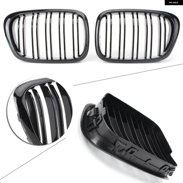 車用フロント グリル ダブルライン グリル 1ペア BMW 5シリーズ E39 1995-99 200 2001-04 グロスブラック カスタム パーツ アクセサリーHigh-concerned chemical:NoneSpecial F...