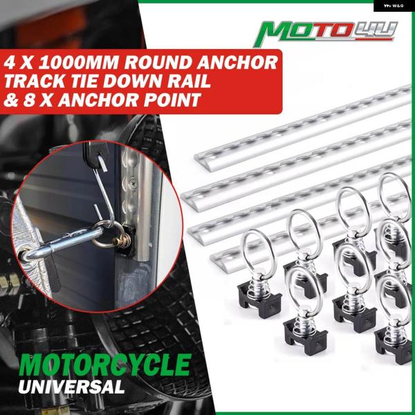 4 X 1000MMラウンドアンカー トラック タイダウンレールと8 Xアンカーポイント システム アルミトラッキング バイク オートバイ トレーラー バイク を移動 カスタム パーツ アクセサリーHigh-concerned chemic...