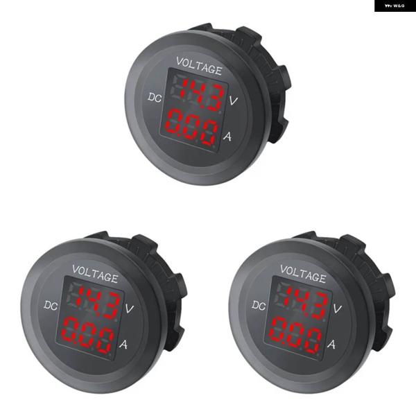 3X 車用 LED デジタル電圧計 DC 12V/24V LED デュアル電圧計 電流計 電圧計 車 ボート 汎用 防水 レッド3X C カスタム パーツ アクセサリーHigh-concerned chemical:NoneOrigin:M...