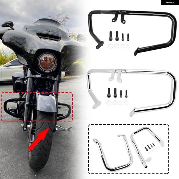 クローム オートバイ クラッシュ バー エンジン ガード ブラック バンパー スタントケージ ハーレー ツーリング ストリートグライド 2014-2024 カスタム パーツ アクセサリーHigh-concerned chemical:Non...