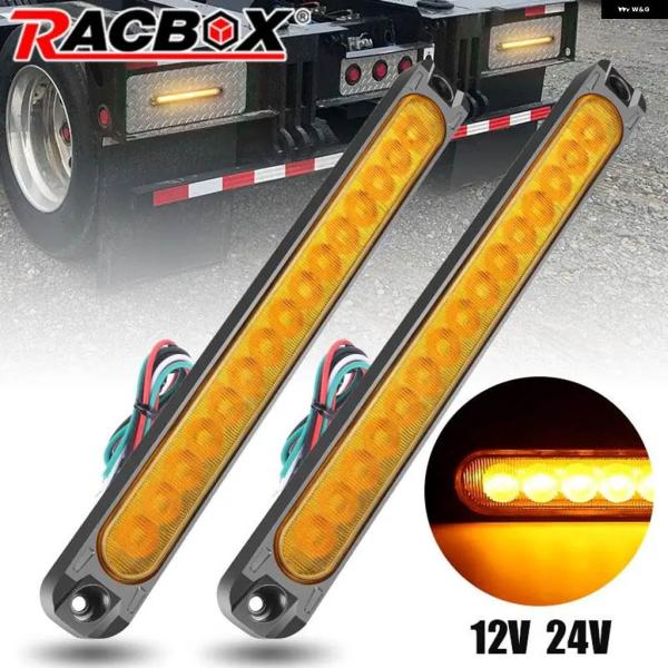 アンバー 15 LED トレーラー トラック テールライト ダイナミックウィンカー ライトバー ストリップ リアサイド マーカーライト 12V 24V トラック ストロボ テールライト カスタム パーツ アクセサリーFor Vehicle ...