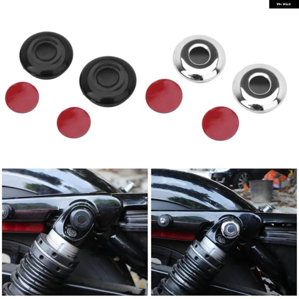 2個 オートバイ ABS リアショックボルト ブラック クローム フォーク ブーツ プロテクター デコレーションカバー ハーレー スポーツスター XL 04-16 ダイナ 06-17 カスタム パーツ アクセサリーProtective pa...