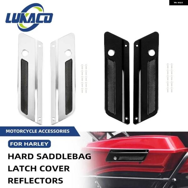 2ピース オートバイ サドルバッグ ラッチプレート リフレクター カバー ハーレー ツーリング エレクトラ ストリート グライド CVO ロードキング ウルトラ FLHT 1993-2013 カスタム パーツ アクセサリーProtectiv...