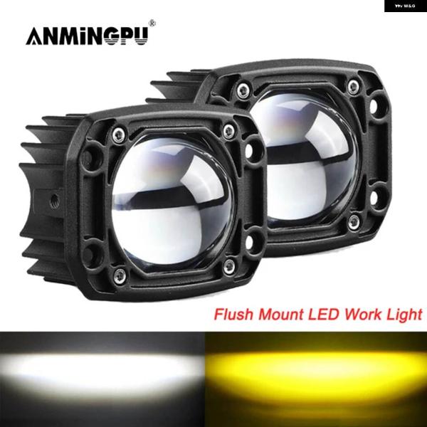 8D 3インチ LED ワーク ライトバー オフロード デュアルカラー スポットライト LED フォグランプ 車 トラック ATV アクセサリー 4X4 20W 12V 24V カスタム パーツ アクセサリーHigh-concerned c...