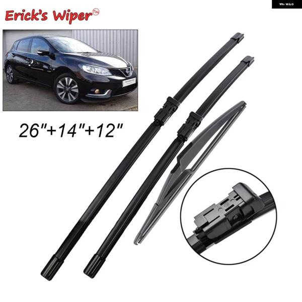 ワイパー フロント リア ワイパー ブレードセット 日産 パルサー ティッダ C13 2014 - 2023 フロントガラス ウィンドウ 26インチ 14インチ 12インチ カスタム パーツ アクセサリーHigh-concerned che...