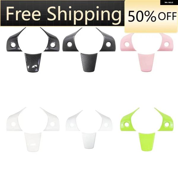 TESLA MODEL Y/MODEL 3用 ABSカーボンテクスチャ ステアリングホイール 装飾 インテリア アクセサリー カスタム パーツ アクセサリーItem Weight:50gItem Height:5cmItem Width:2...