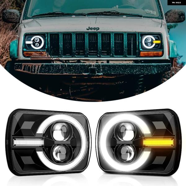 2PCS 90W DOT 5X7 7X6 H6054 LED ヘッドライト DRL ウィンカー シードビーム ジープ チェロキー XJ ラングラー YJ コルベット C4 トヨタ ピックアップ用 カスタム パーツ アクセサリーHigh-co...
