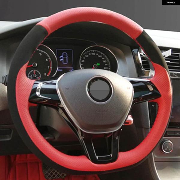 カスタム DIY スエードレザー カーステアリングホイールカバー フォルクスワーゲン VW ゴルフ 7 MK7 ポロ パサート B8 ティグアン シャラン ジェッタ カスタム パーツ アクセサリーHigh-concerned chemica...