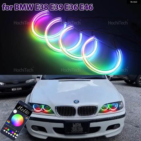 BMW 3 5 7シリーズ E36 E46 E39 E38 DTM スタイル LEDエンジェルアイキット リング点滅 RGB アプリ コントロール ヘッドライト ランプ ウィンカー カスタム パーツ アクセサリーHigh-concerned...