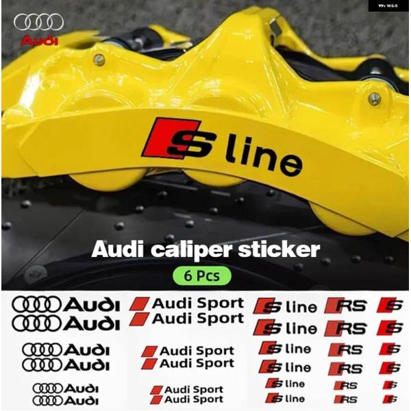 6PCS 耐熱 キャリパー デカール ホイールデコレーション ステッカー アウディ S A3 A5 A6 A1 A2 A4 A7 A8 Q1 Q2 Q3 Q4 Q5 Q6 Q7 Q8 RS7 RS用 カスタム パーツ アクセサリーHigh-...