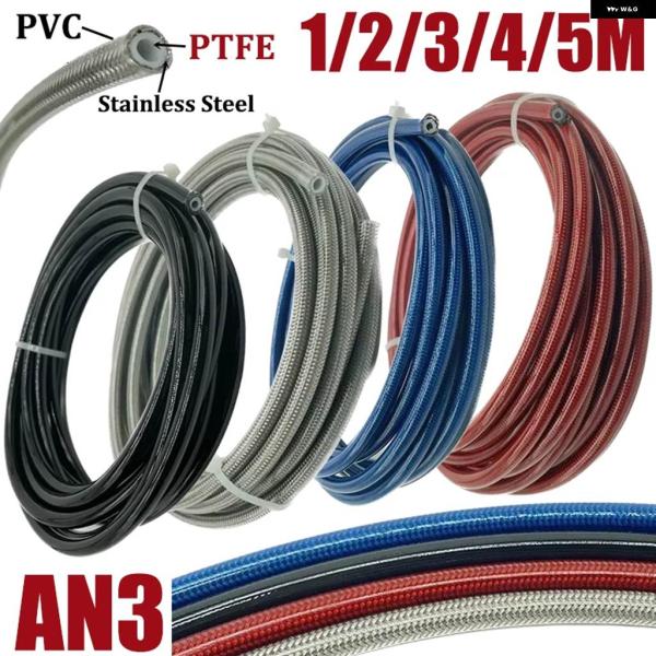 1/2/3/4/5M AN3 オートバイ PVC ステンレス PTFE ブレーキラインホース フルード 油圧 ホース レーシングガス オイル 燃料 チューブ パイプ カスタム パーツ アクセサリーHigh-concerned chemica...