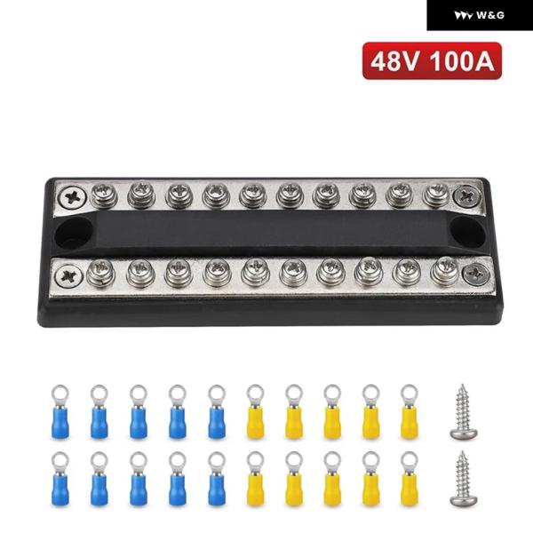 バッテリーバスバー 100A 配電ブロック 正負両端子 RV ボート トラック カスタム パーツ アクセサリーHign-concerned Chemical:NoneCertification:NoneOrigin:Mainland Chi...