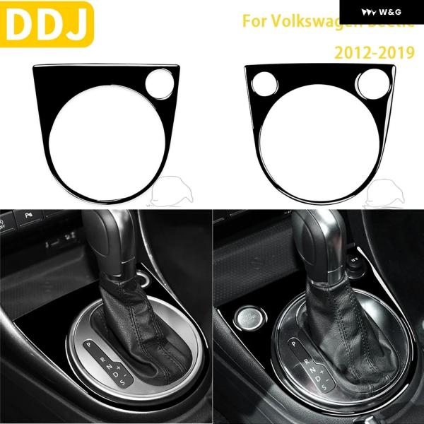 フォルクスワーゲン ビートル 2012-2019 カーアクセサリー ピアノブラック プラスチック インテリア ギア パネル フレーム トリム ステッカー カスタム パーツ アクセサリーSticker Placement:Center Con...